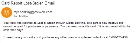 Card Report Lost/Stolen